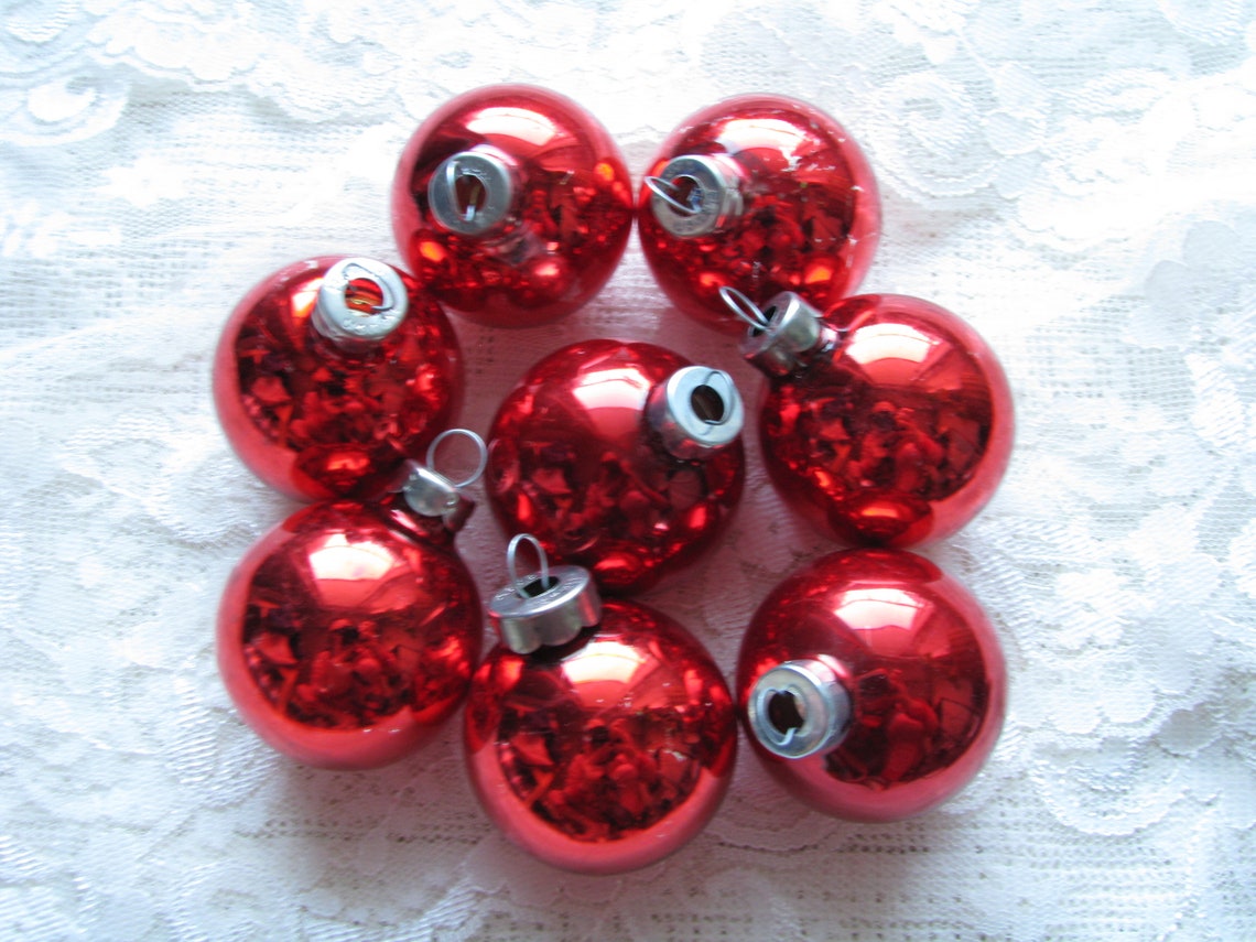 Red Glass Ball Tree Decoration Christmas Tree Ornaments Mid Century ...