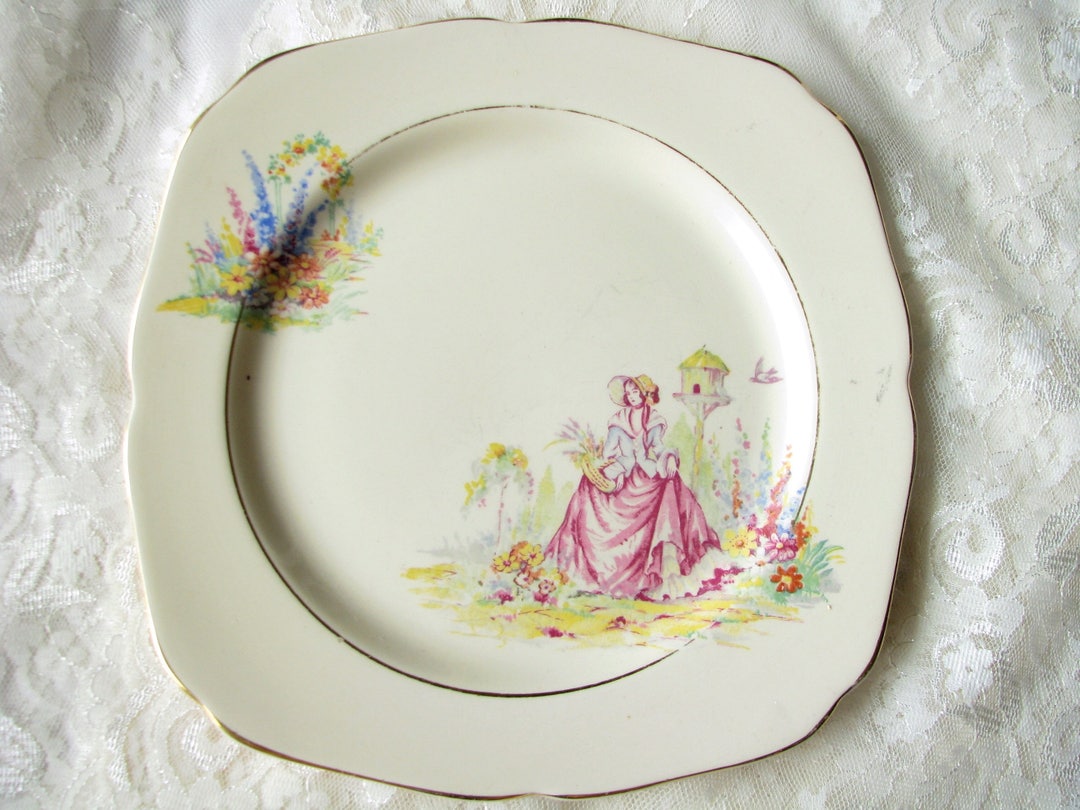 Vintage Plate Square H&K Scenic Plate Tunstall Plate Old English Decor ...