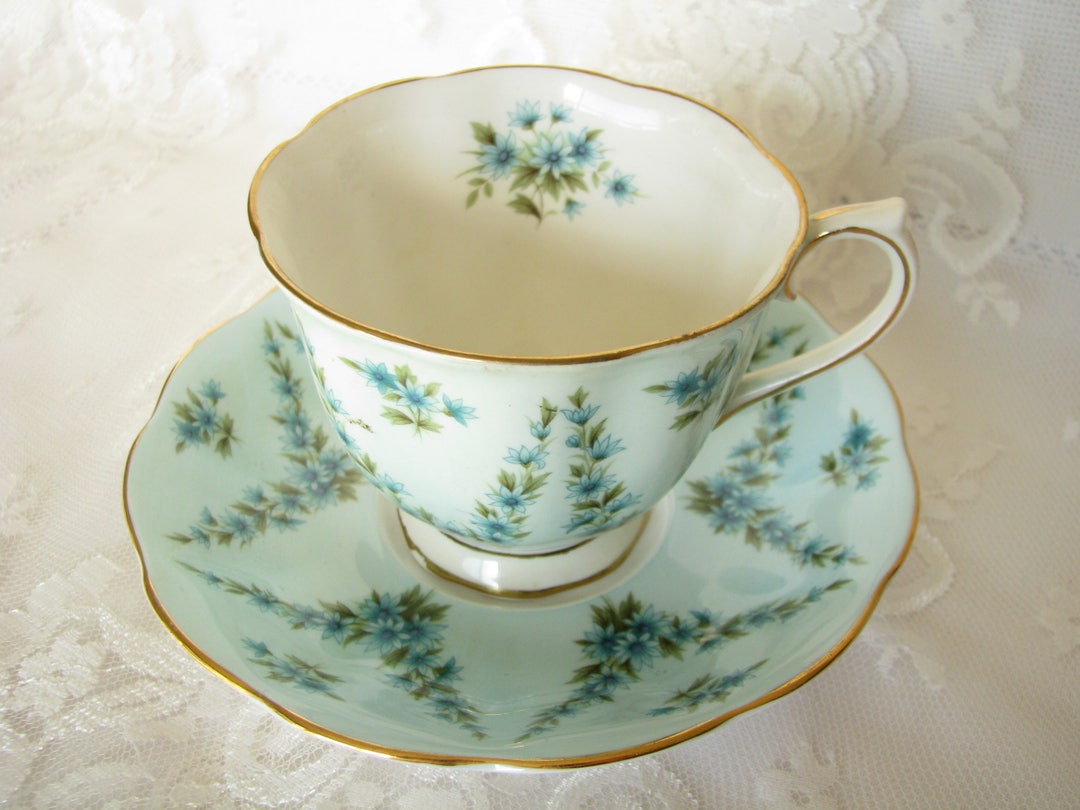 Vintage Royal Albert Cup Shot Silk Cup Blue Cup Turquoises Cup ...