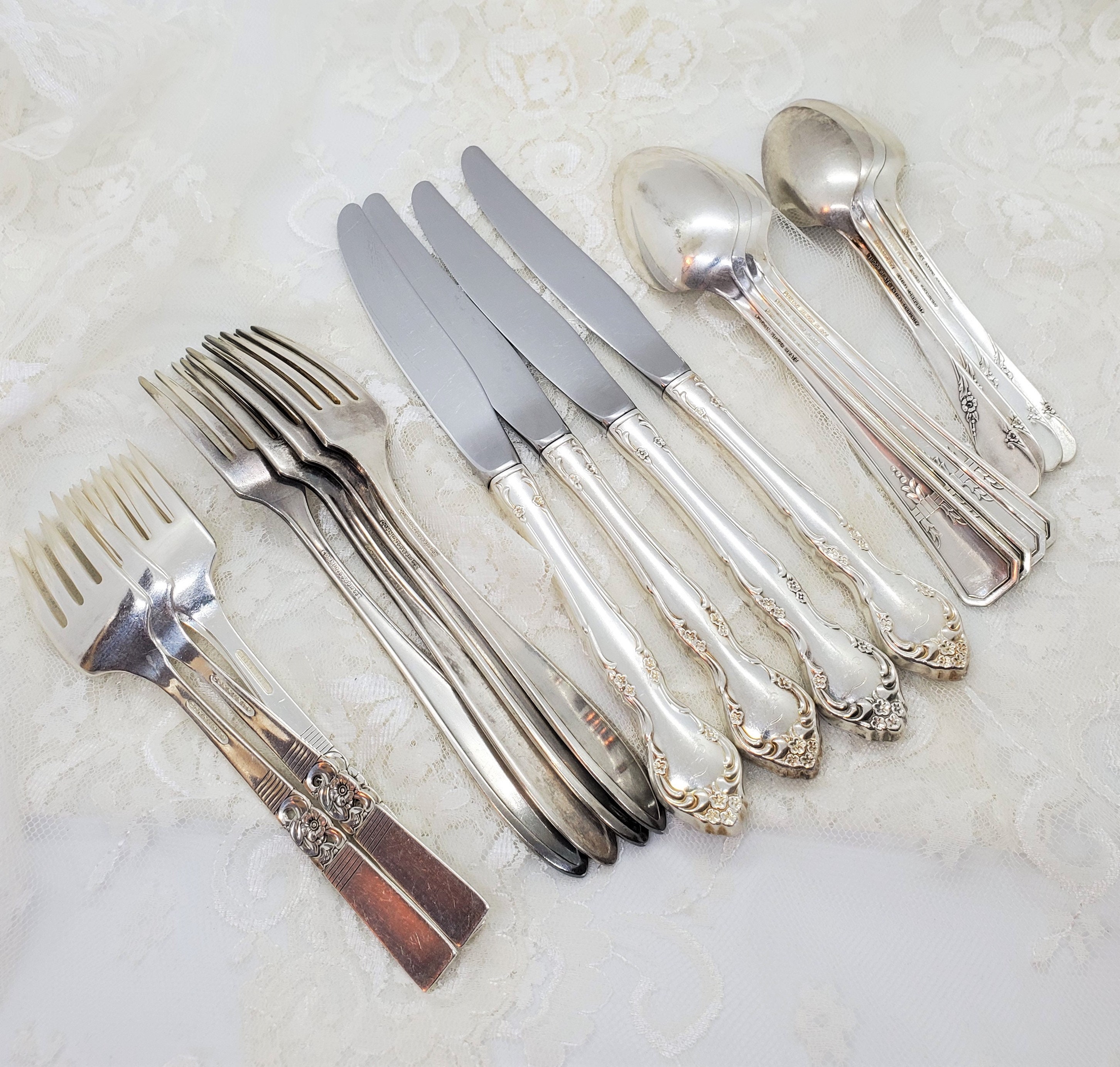 Wedding Silverware Farmhouse Chic Vintage Silverware Set Service for 4 ...