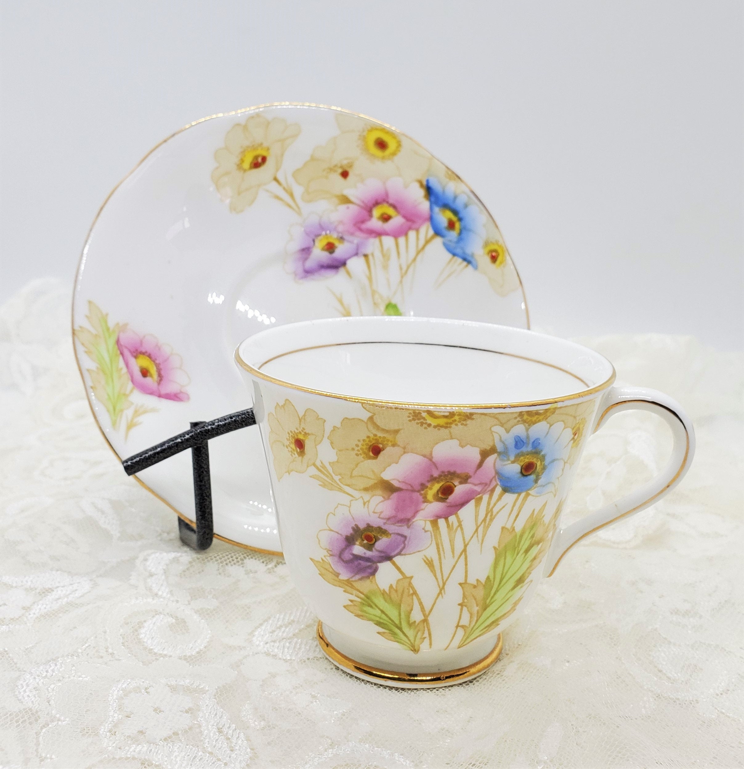 Vintage Royal Standard Cup Floral Tea Set Anemones Cup Saucer - Etsy