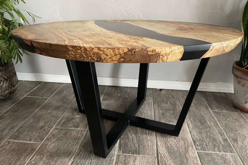 Spalted Maple Round Coffee Table With Steel X Frame Large - Etsy