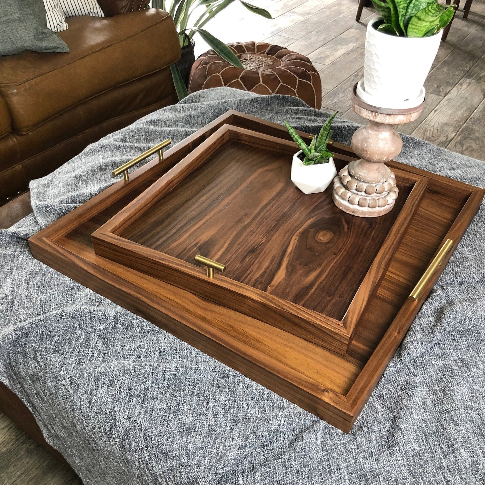 Solid BLACK WALNUT Ottoman Tray Hardwood Ottoman Tray - Etsy UK