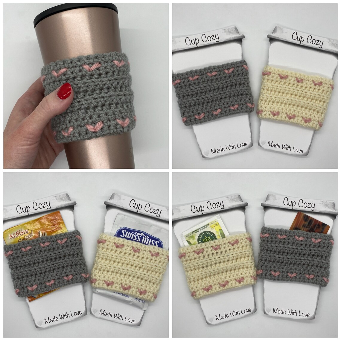 Heart Coffee Cup Cozy Sleeve Crochet Pattern and Packaging PDF | Etsy