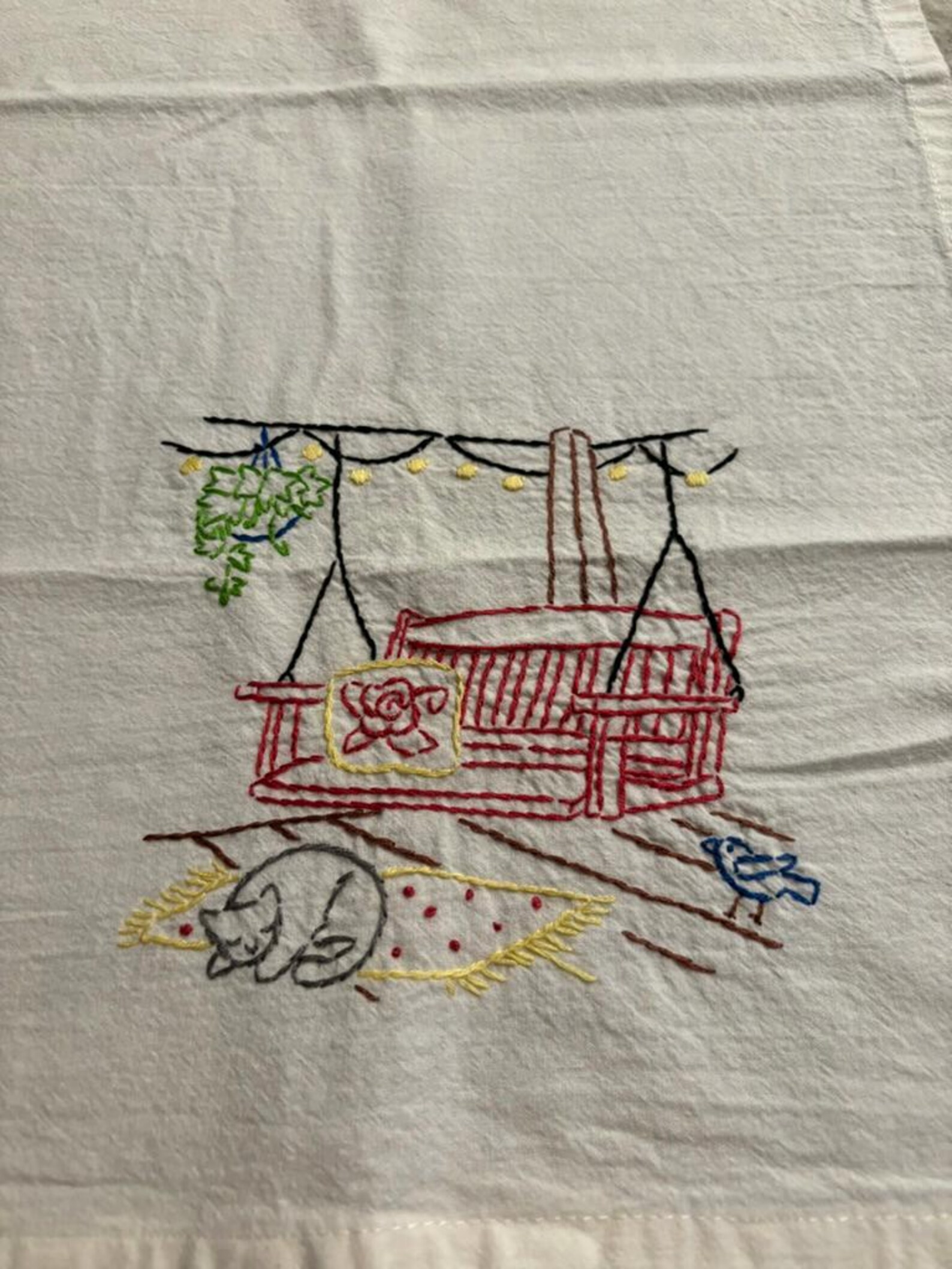 Kitchen Towel, Hand Embroidered, Tea Towel, Kitchen Decor, Flour Sack ...