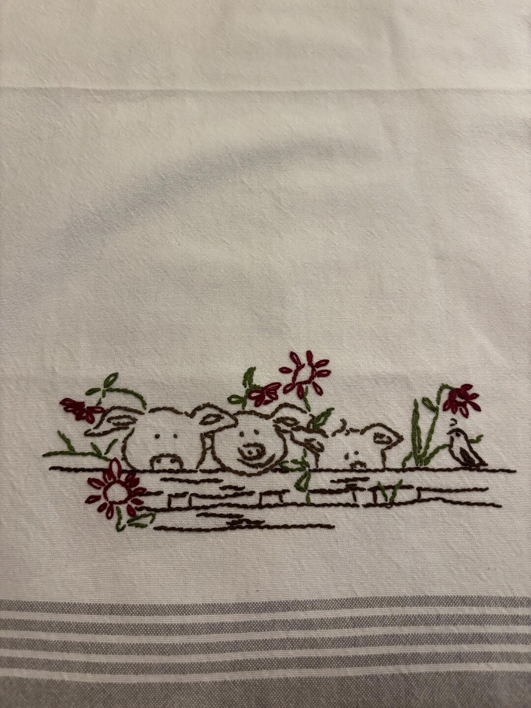 Hand Embroidered Sheep Kitchen Dish Towel, Farmhouse Decor - Etsy