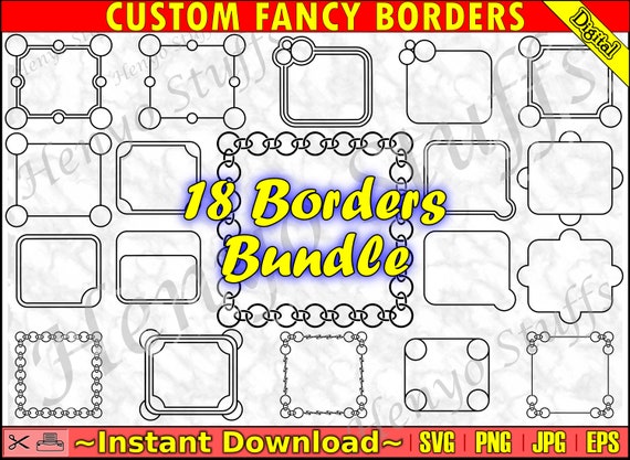 Custom Borders / Frames Bundle 18 Designs Svg Png Jpg Eps - Etsy