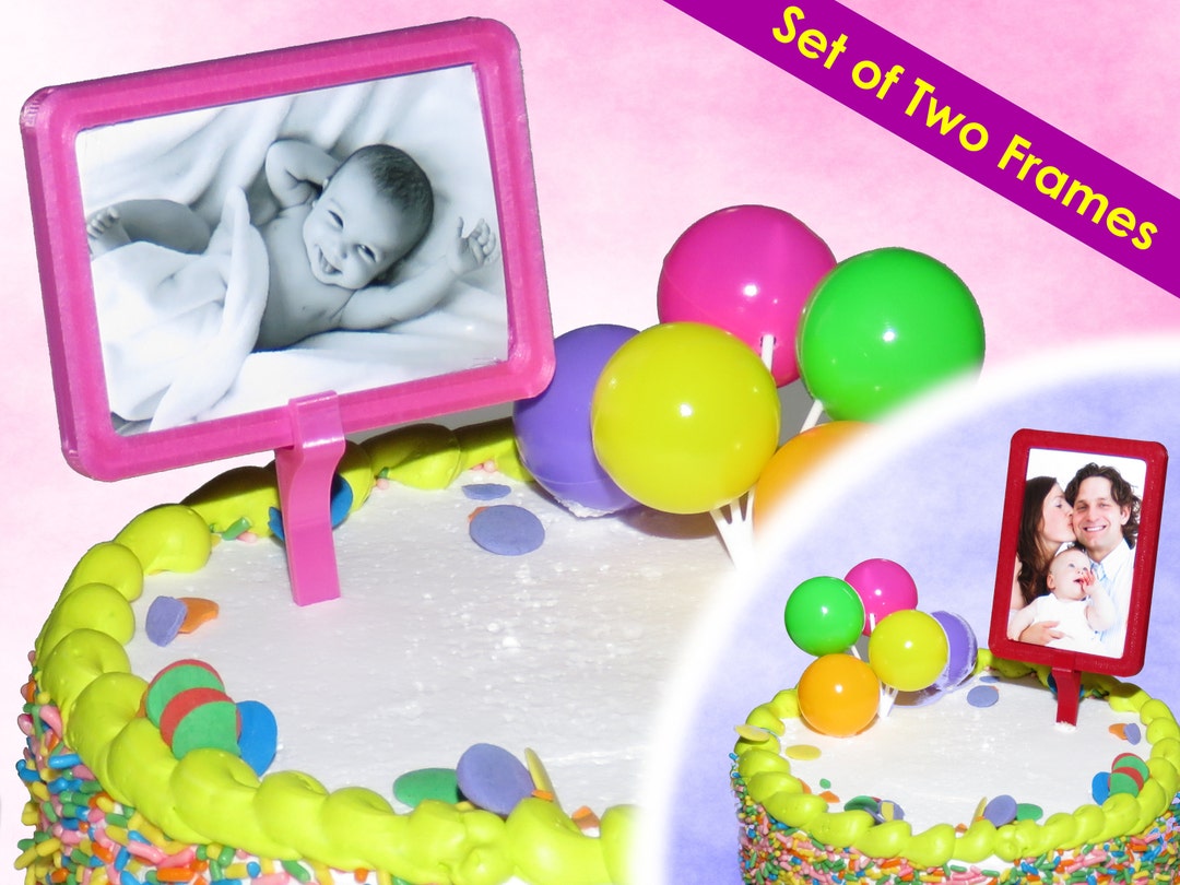 Photo Cake Topper and Magnetic Photo Frame Gift (2x3 Wallet Size) - Set ...