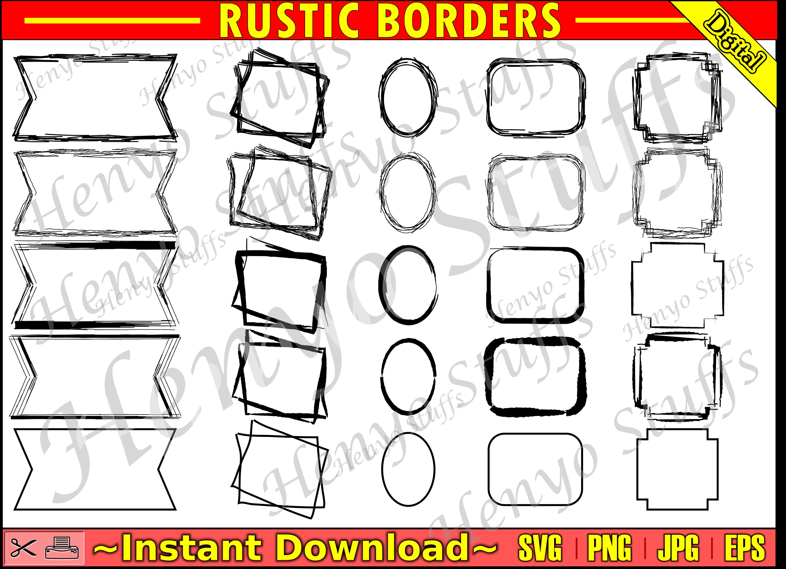 Bordes rústicos / marcos 5 diseños en 5 estilos total 25 | Etsy