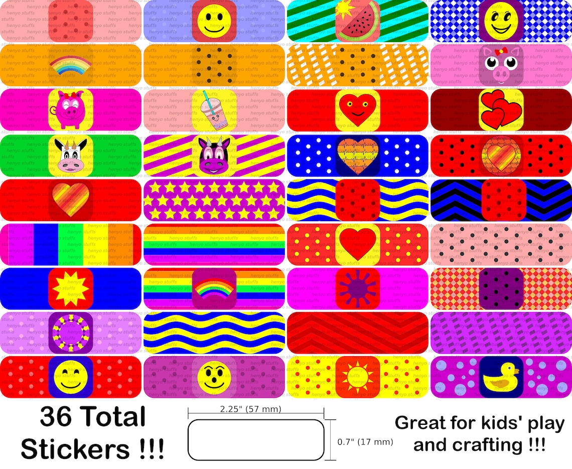 Bandaid Stickers - Adhesive Bandage Stickers - Kids Play and Crafting ...