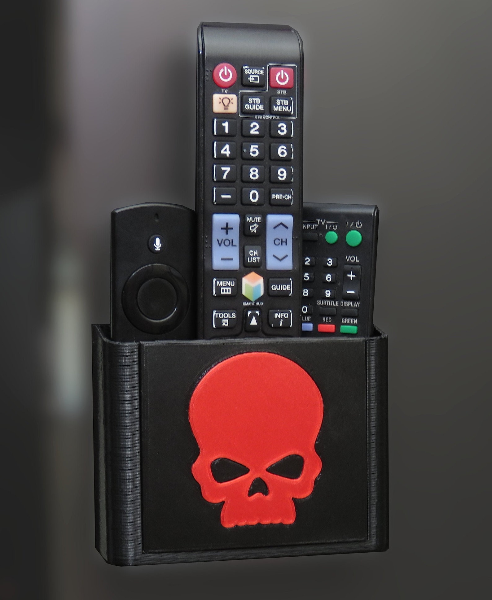 Wall Mounted Remote Control Holder Black with Red Skull | Etsy