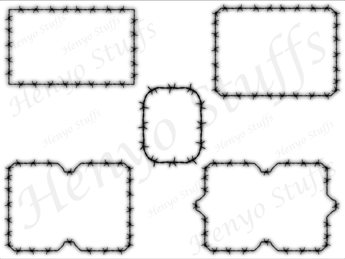 Barbed Wire Barb Wire Frames Borders Bundle 5 Designs 3 - Etsy