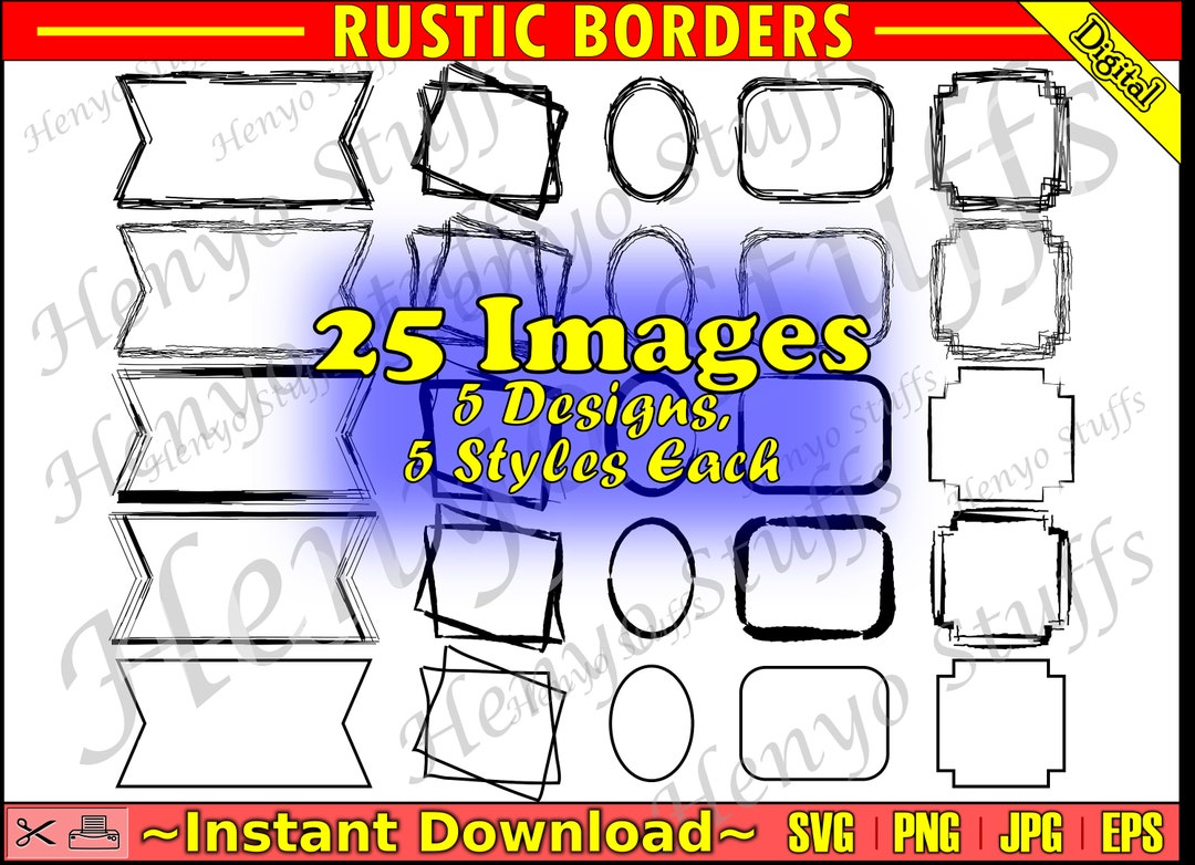 Bordes rústicos / marcos - 5 diseños en 5 estilos, total 25 imágenes ...