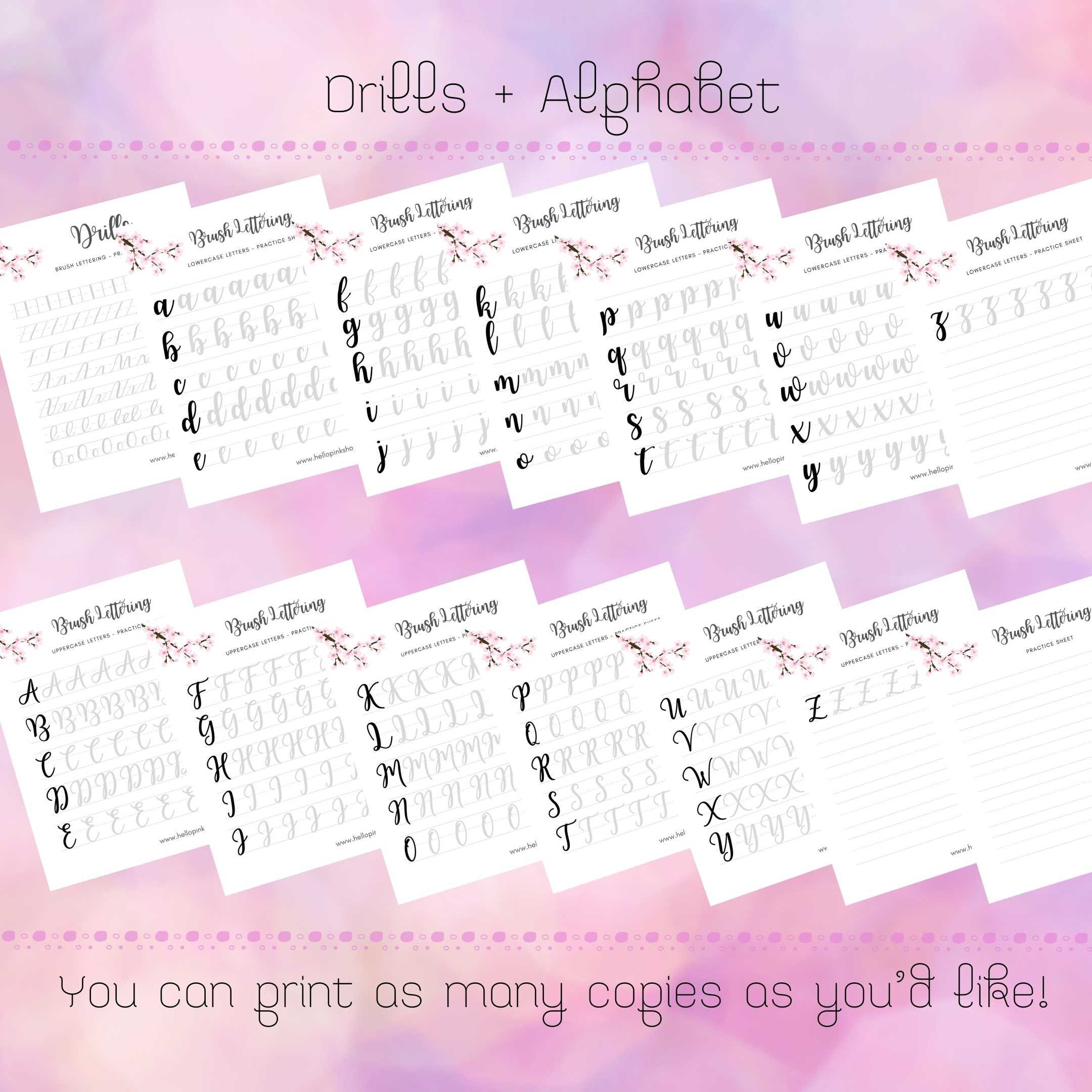 Brush Lettering Practice Sheets, Calligraphy Practice Guide ...