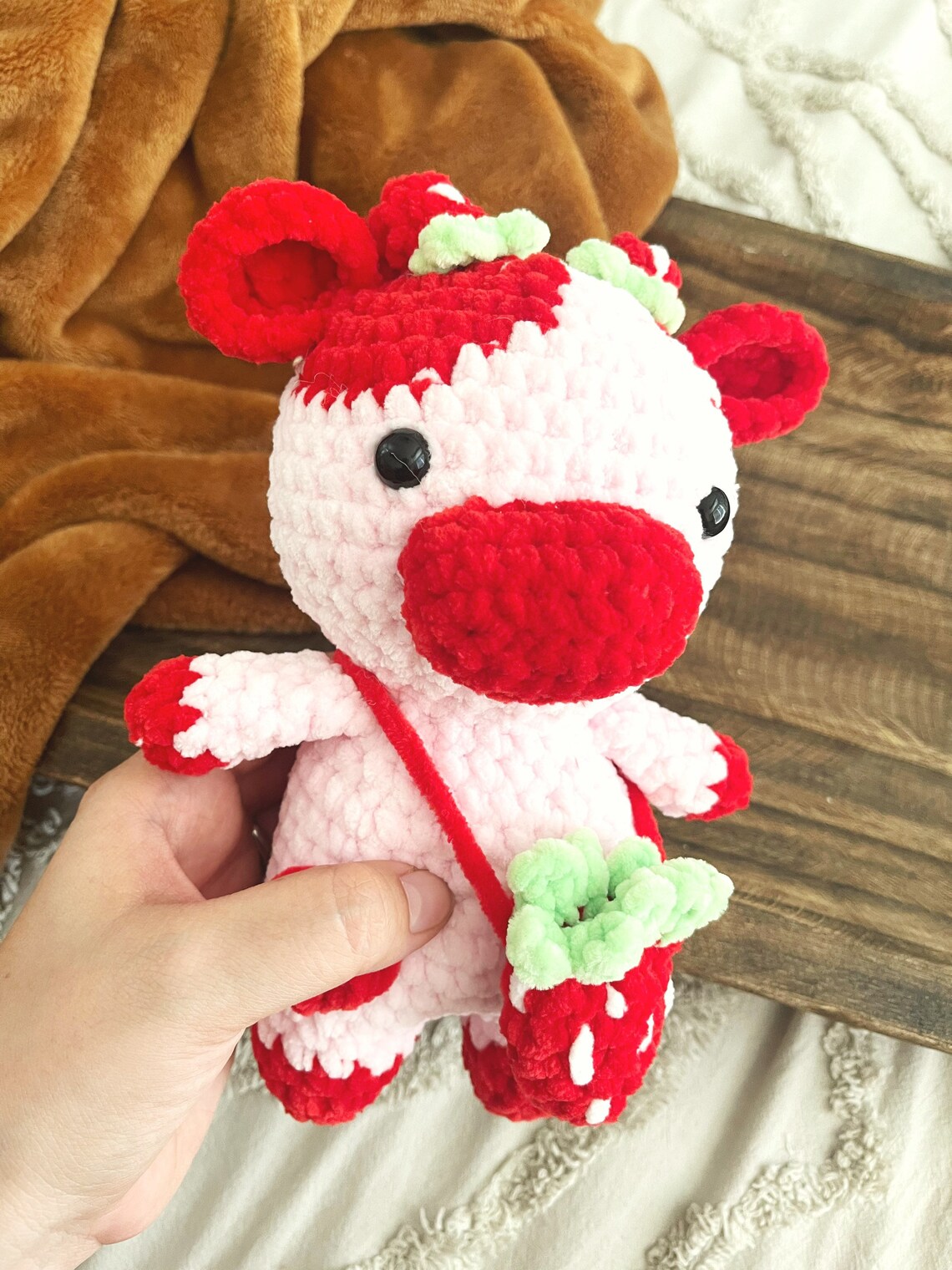 Samantha the Strawberry Cow Stuffie Crochet Cow Cow Stuffed - Etsy