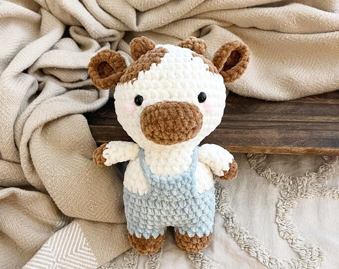 Duke the Cow Stuffie, Crochet Cow Plush, Cow Stuffed Animal, Chubby Cow ...