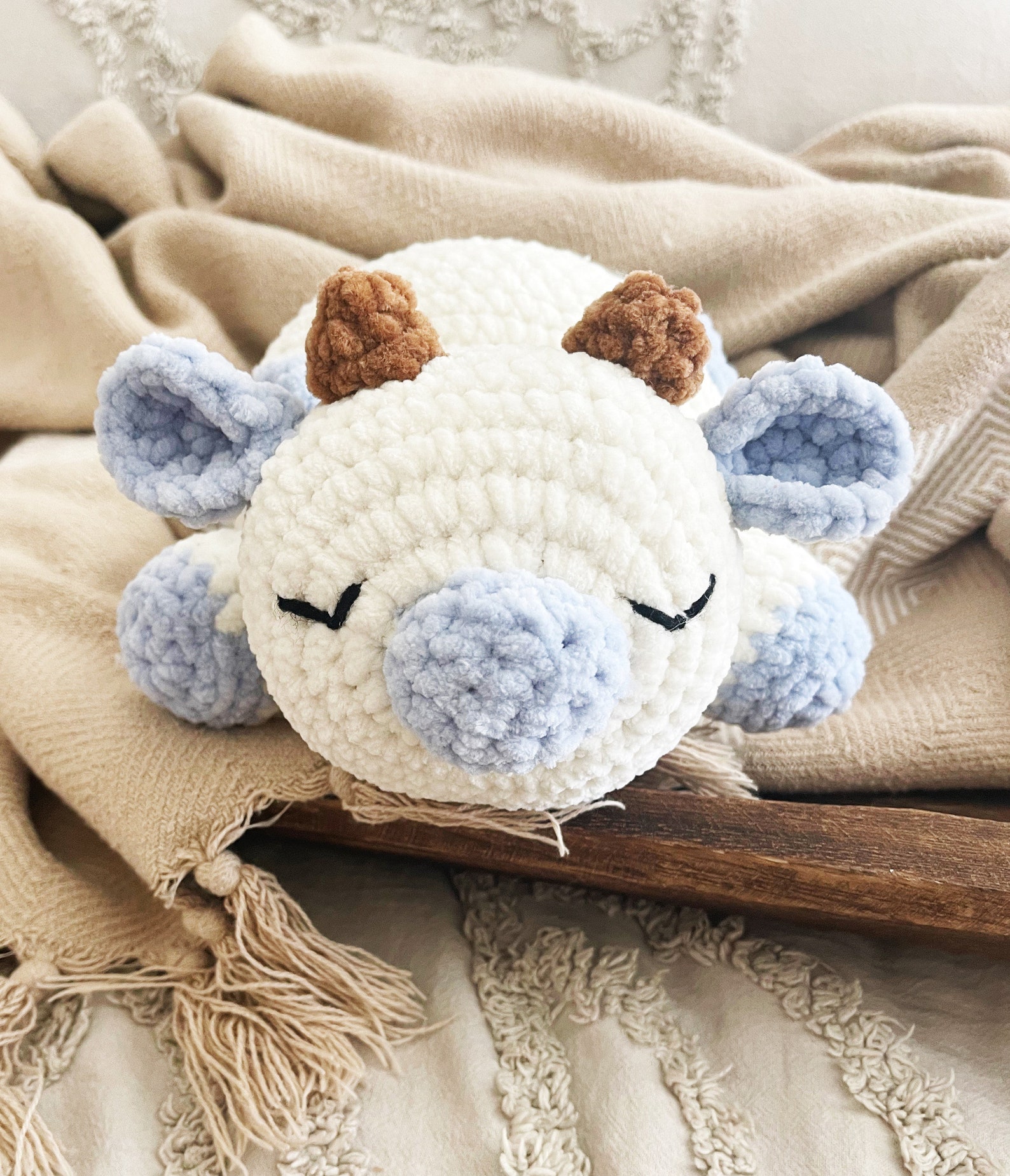 Cheryl the Sleeping Cow Stuffie Crochet Cow Plush Cow - Etsy
