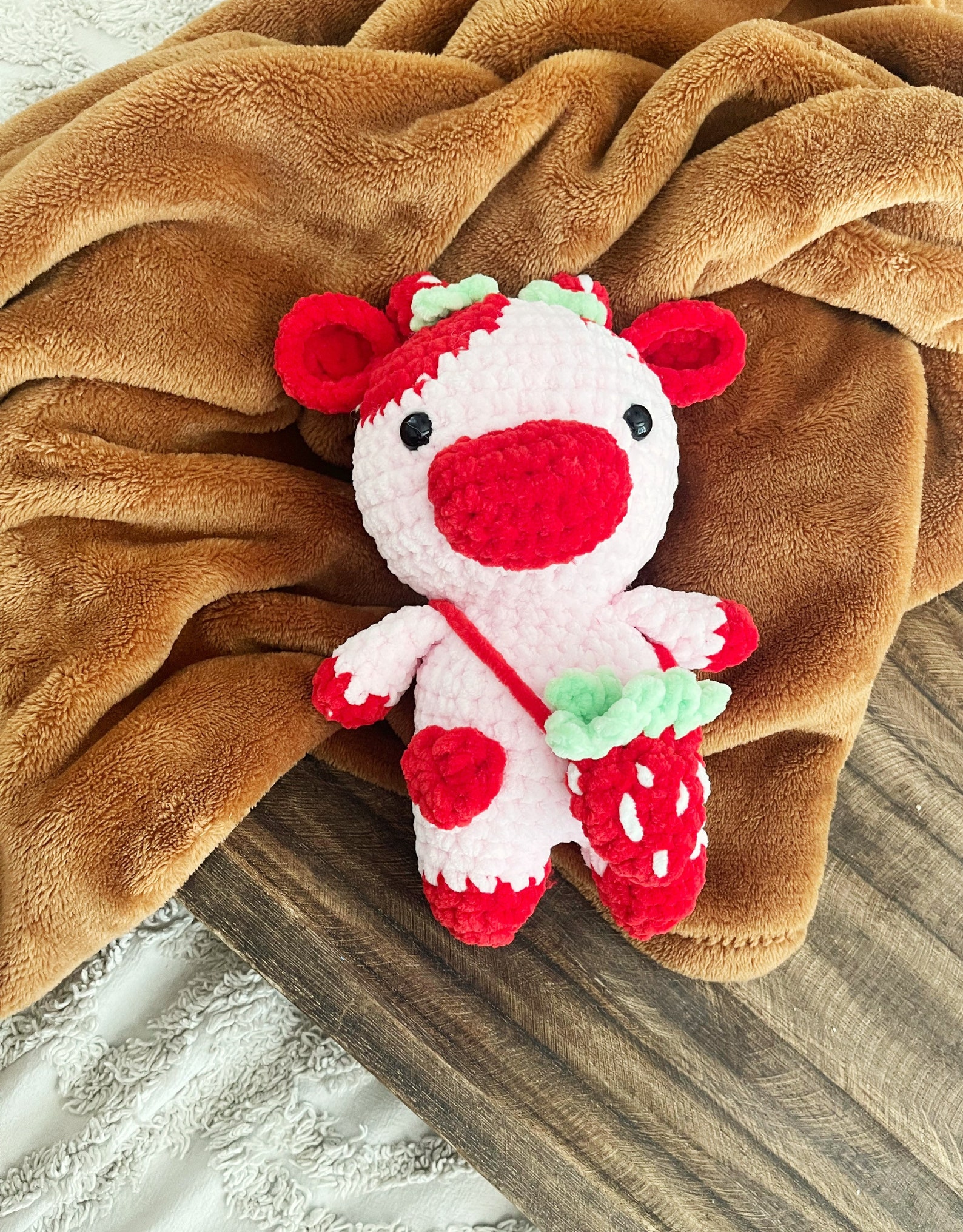 Samantha the Strawberry Cow Stuffie Crochet Cow Cow Stuffed - Etsy