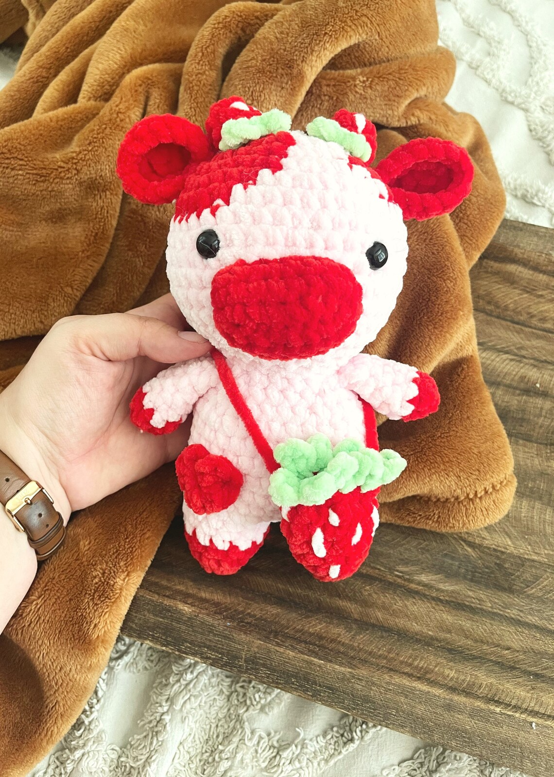 Samantha the Strawberry Cow Stuffie Crochet Cow Cow Stuffed - Etsy