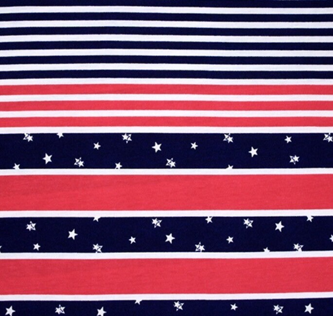 Stars Multi Stripe Cotton Spandex Blend Knit Fabric - Etsy