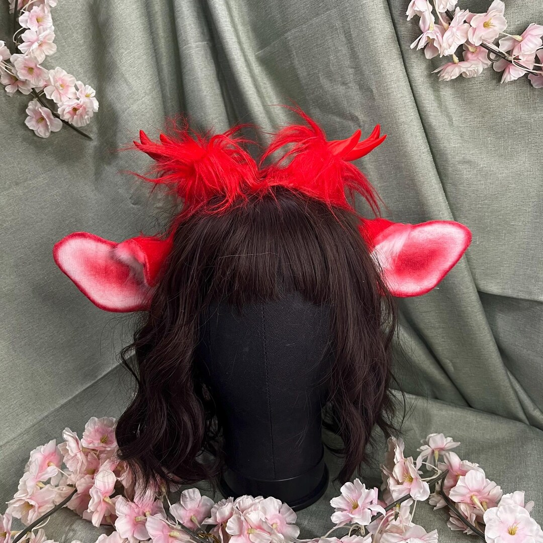 Red Deer Ears With Antlers - Handmade Deer Ears With 3d Printed Horns ...