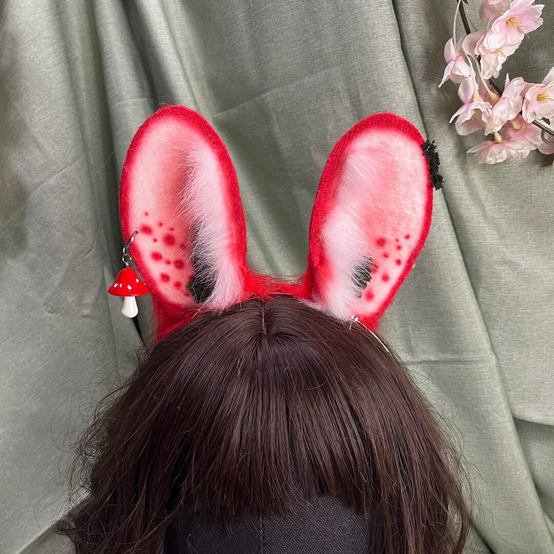 Mossy Shroom Bunny Handmade Faux Fur Rabbit Ears, Faux Fur Cosplay Ears ...