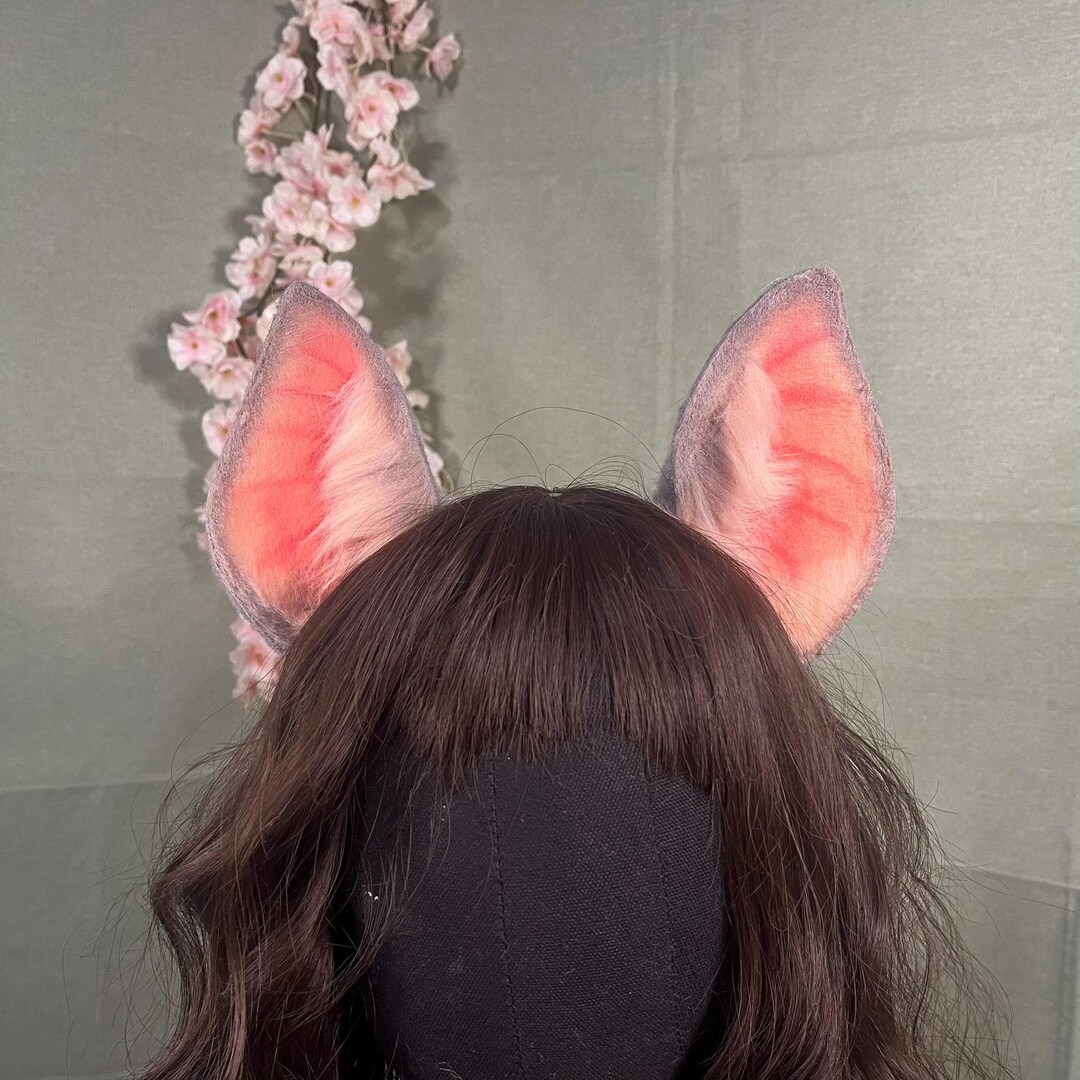 Small Grey Bat Ears - Cosplay Faux Fur Bat Ears Headband, Costume Ears ...