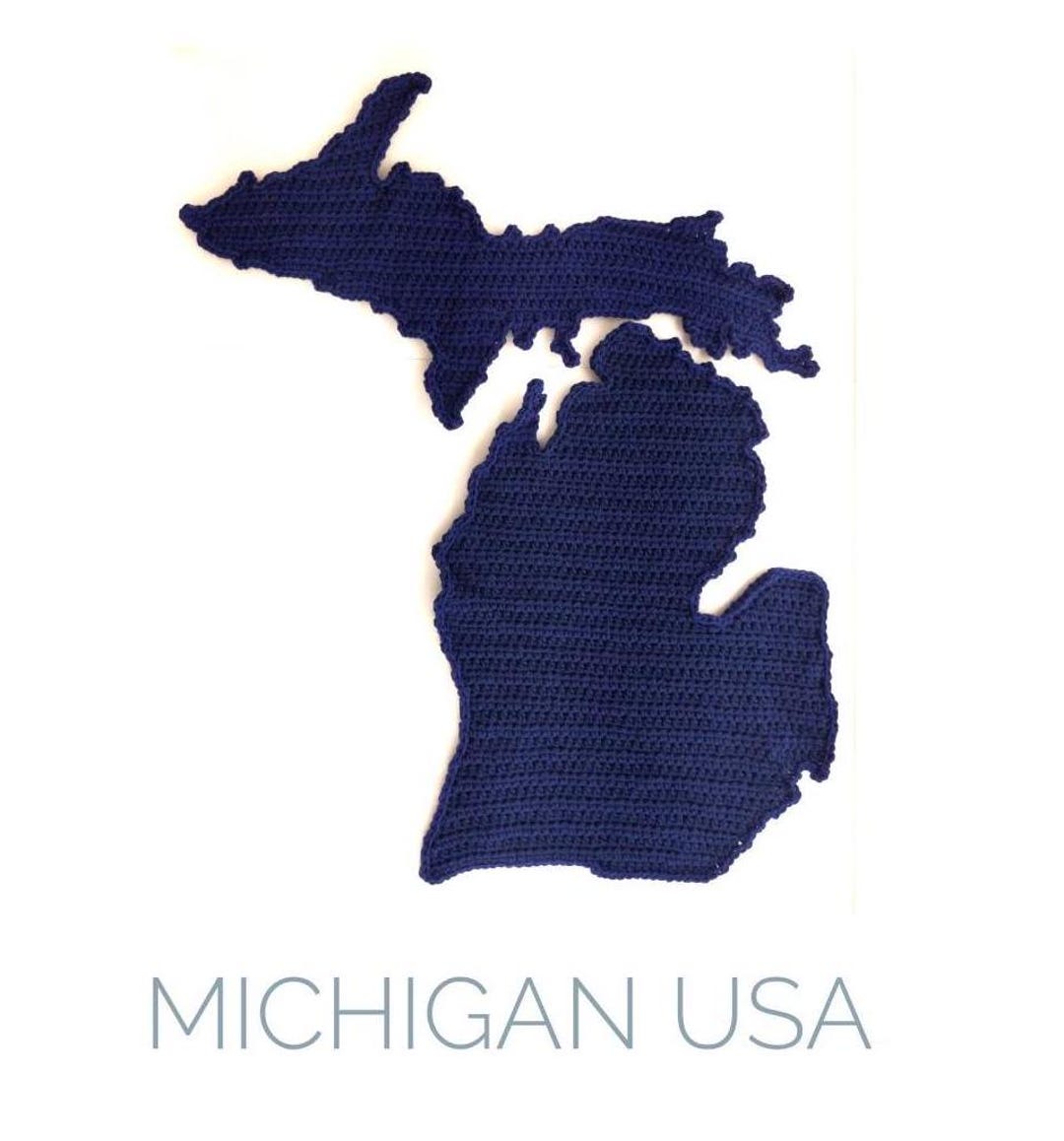 US State of Michigan Large Crochet Applique Pattern Upper and Lower ...