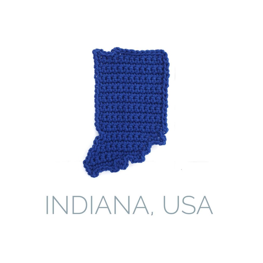 Indiana Crochet Pattern, State of Indiana Crochet Applique, Map of ...