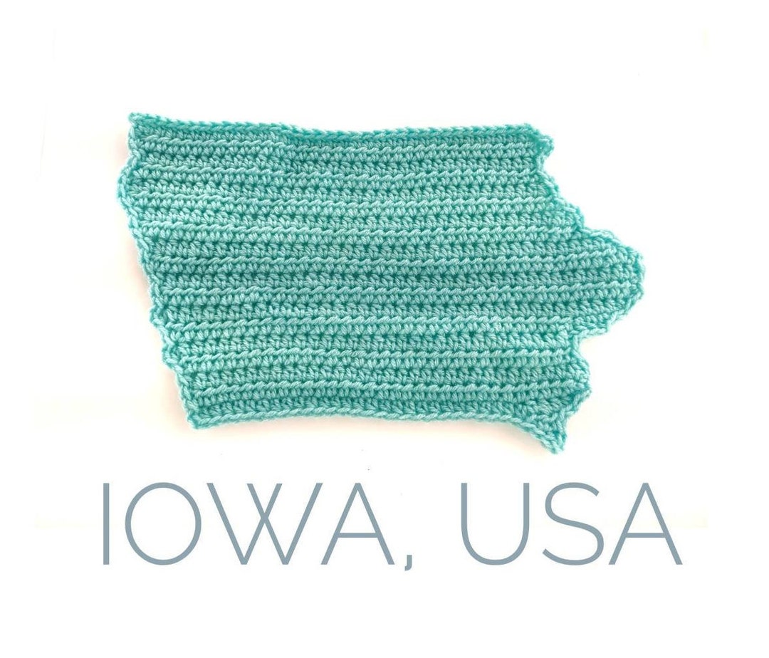 Iowa State Shape Crochet Applique Pattern, Iowa Crochet Map Applique ...