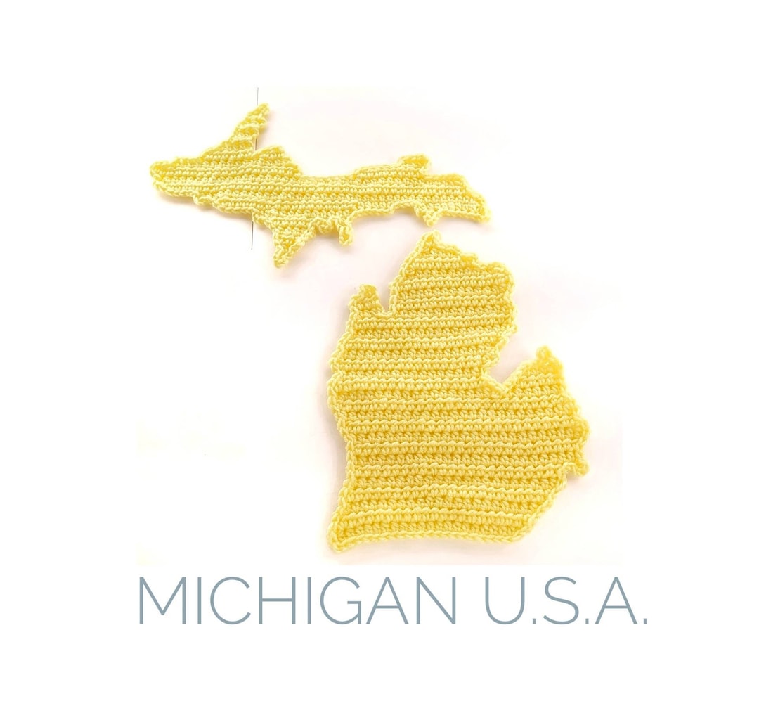 Michigan Home State Shape Crochet Pattern, Travel Map Applique, Crochet ...