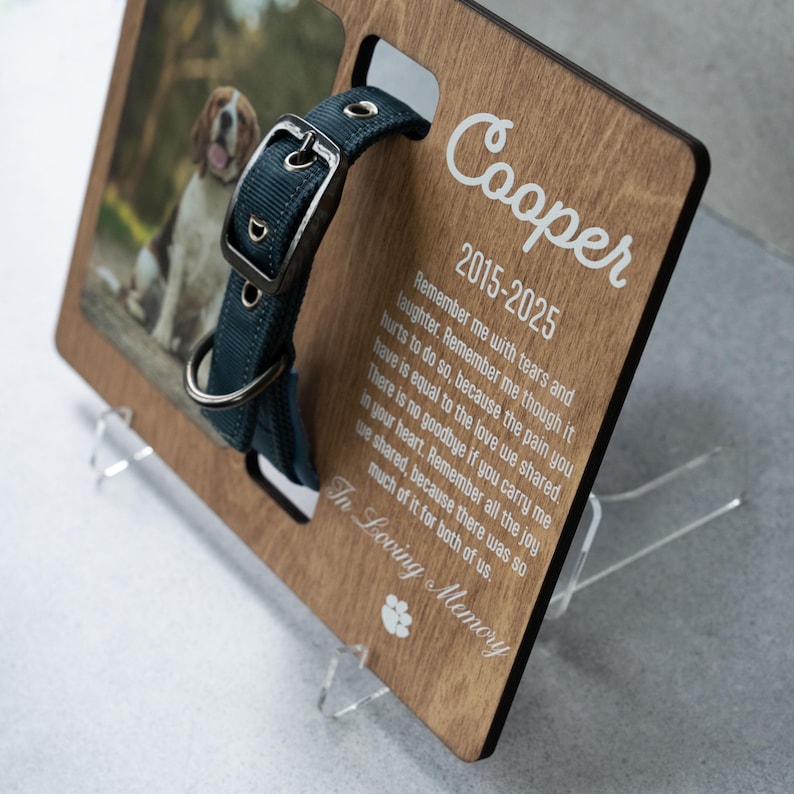 Personalized Pet Memorial Frame - Custom Dog Collar Holder With Photo ...