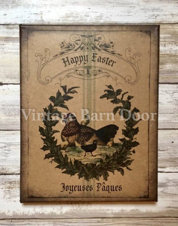 Joyeuses Pâques Mother Hen 8x10 Canvas | Etsy