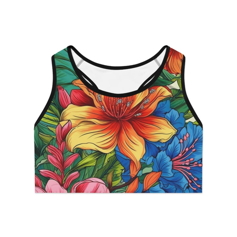 Tropical Floral Sports Bra - Etsy