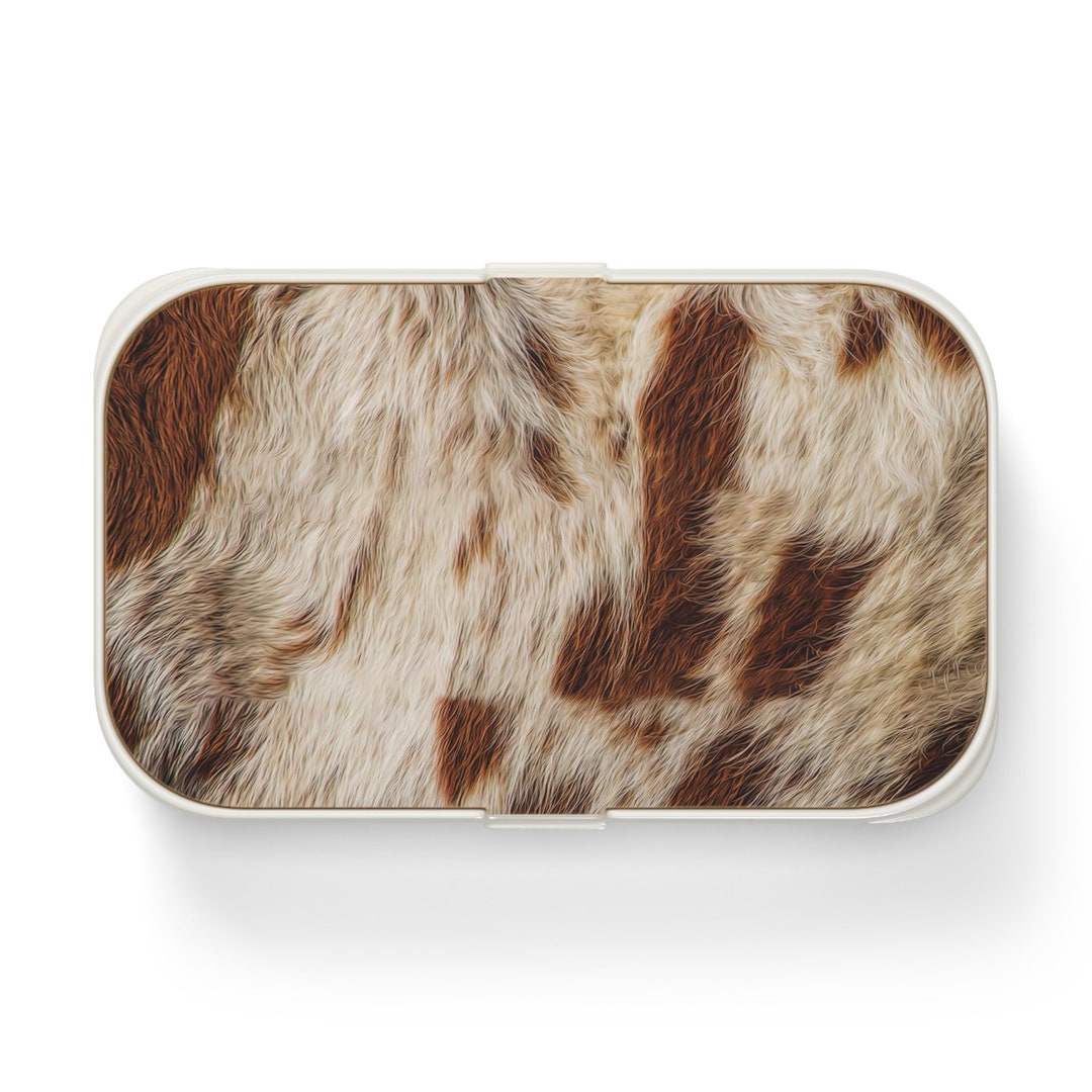 Cowhide Bento Lunch Box Back to School or Office - Etsy