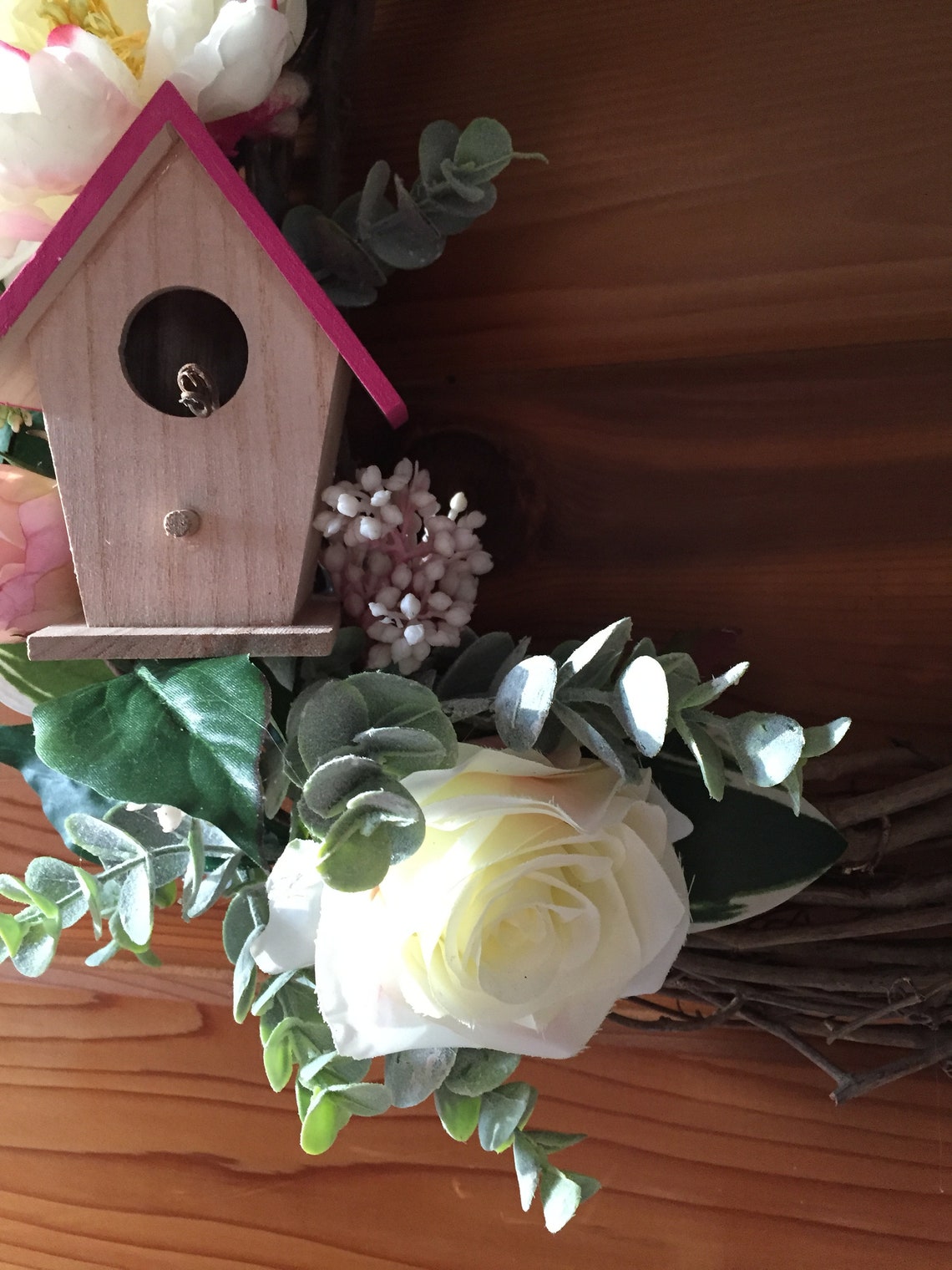 Farmhouse Front Door Wreath Birdhouse Spring and Summer | Etsy