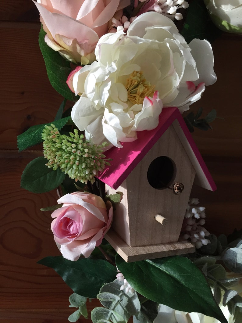 Farmhouse Front Door Wreath, Birdhouse, Spring and Summer - Etsy