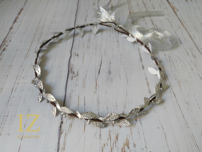 Silver Leaf Crown Simple Wedding Crown Bridal Hair Piece Boho - Etsy