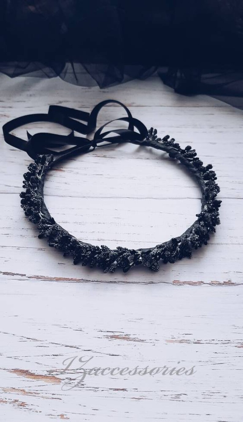 Black Berry Crown Gothic Wedding Headpiece Floral Crown Boho - Etsy
