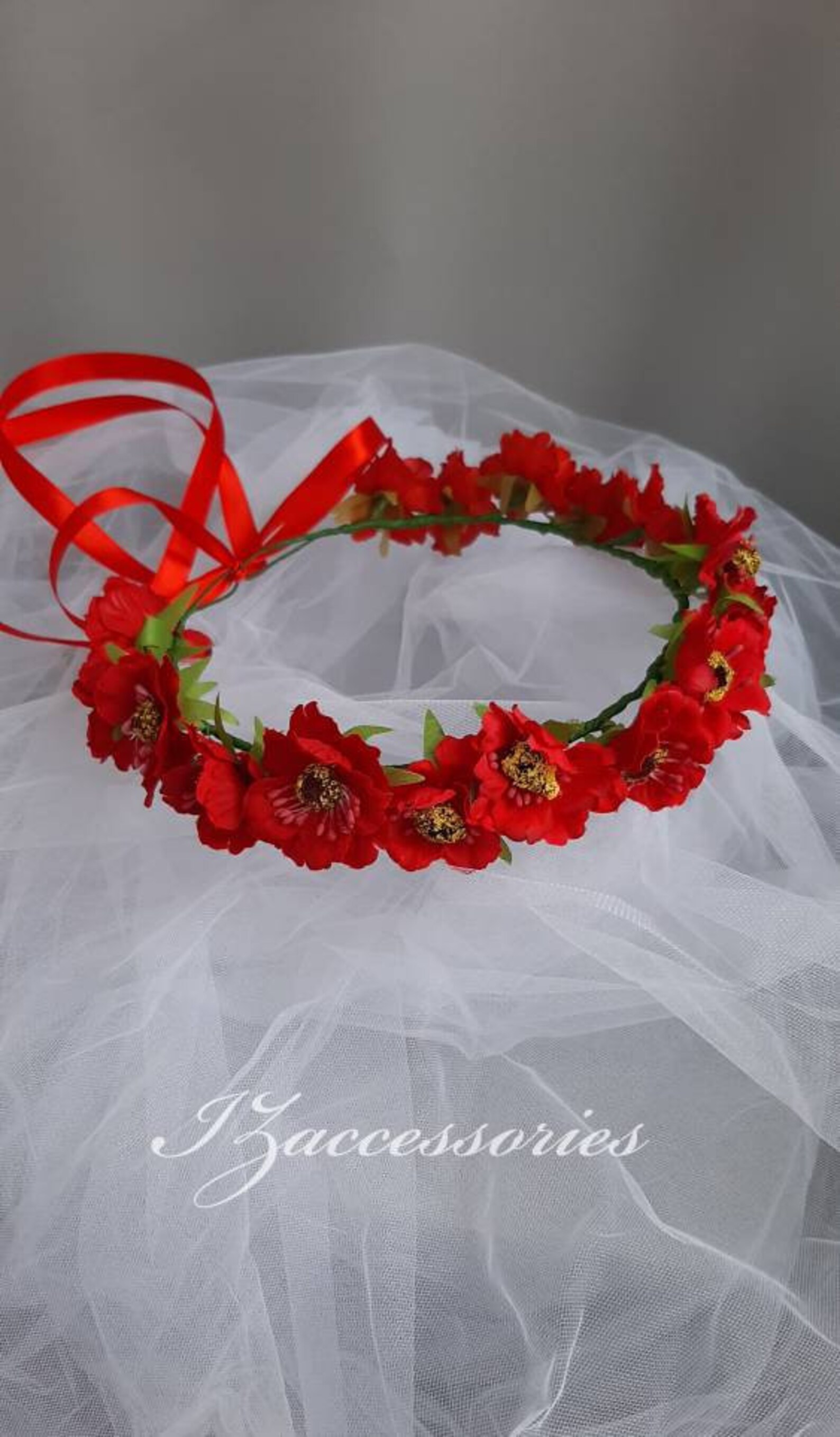 Red Poppy Wedding Flower Crown Boho Hair Wreath Bridal - Etsy