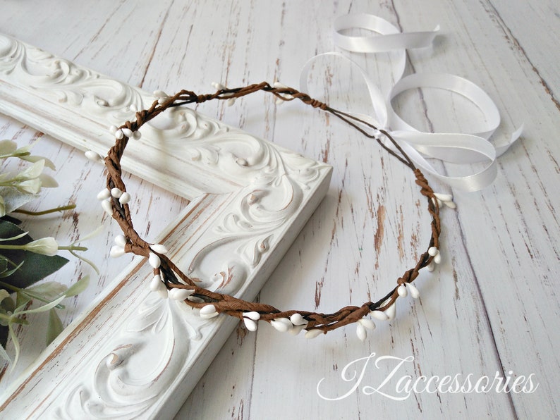 Simple Berry Crown Wedding Headband Bridal Hairpiece White - Etsy
