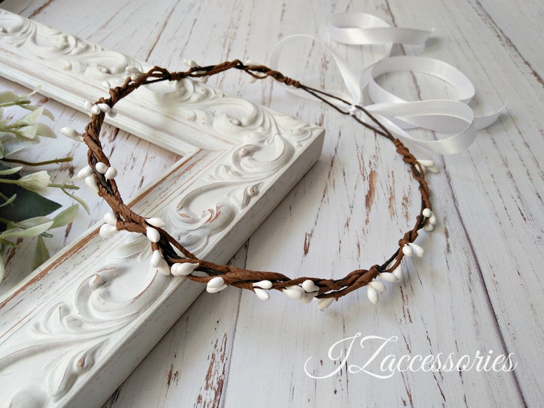 Simple Berry Crown Wedding Headband Bridal Hairpiece White - Etsy