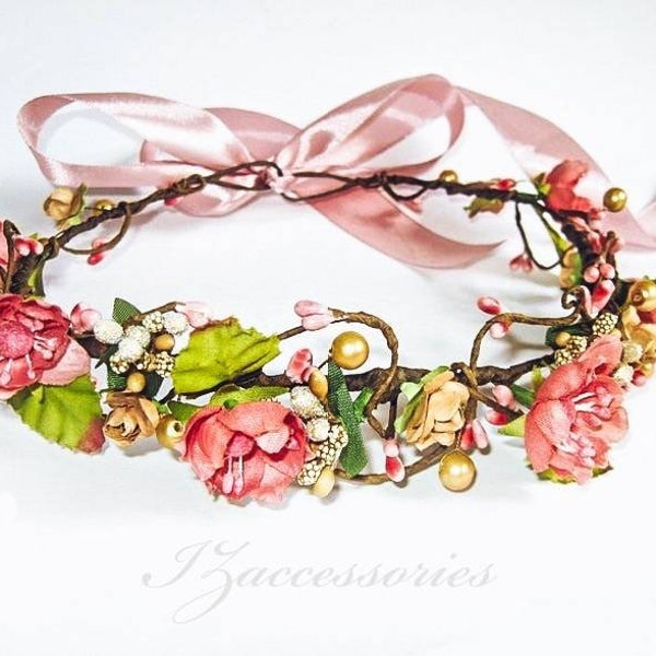 Coral Flower Crown - Etsy