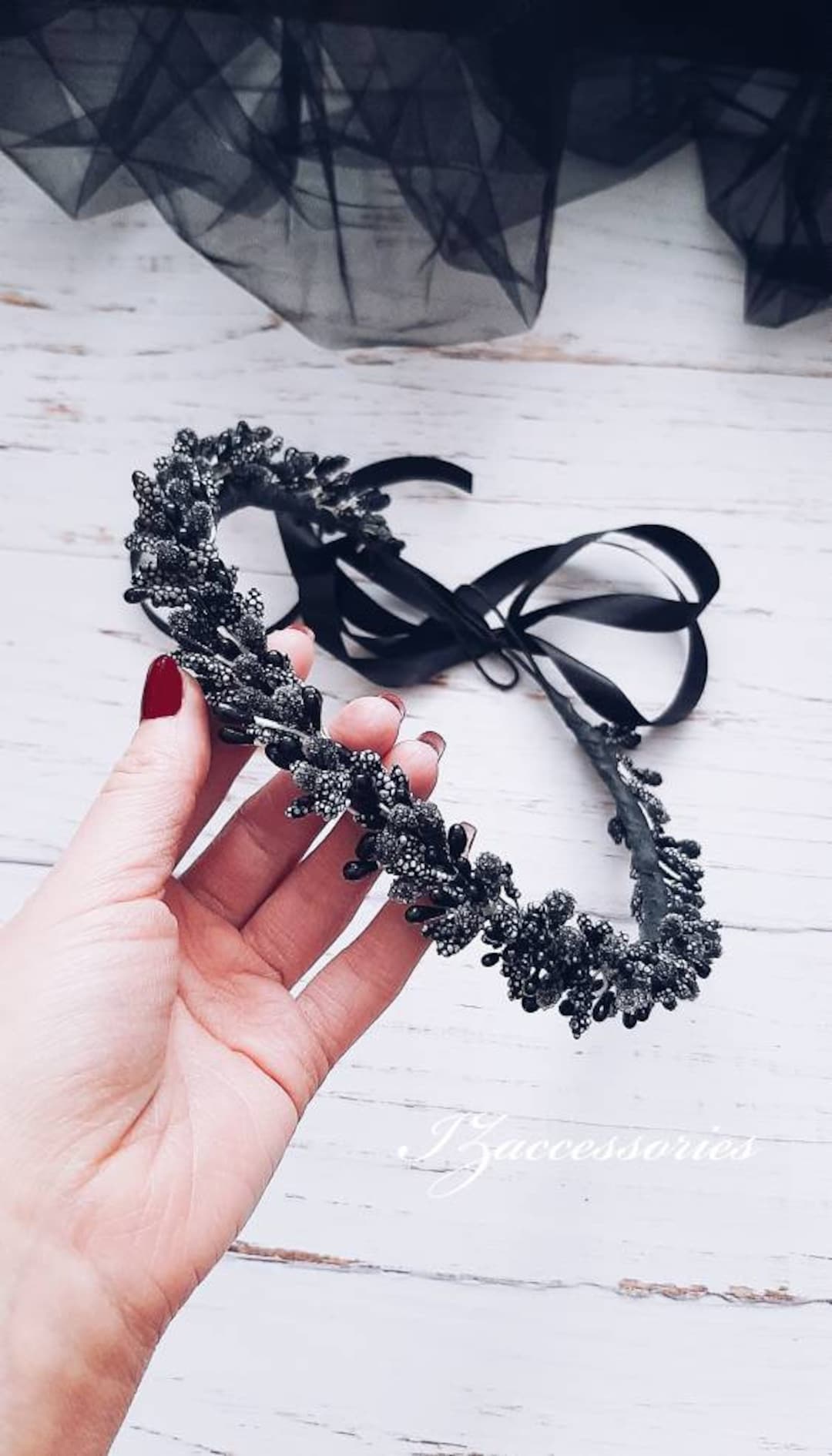 Black Berry Crown: Gothic Wedding Headpiece, Boho Halo - Etsy