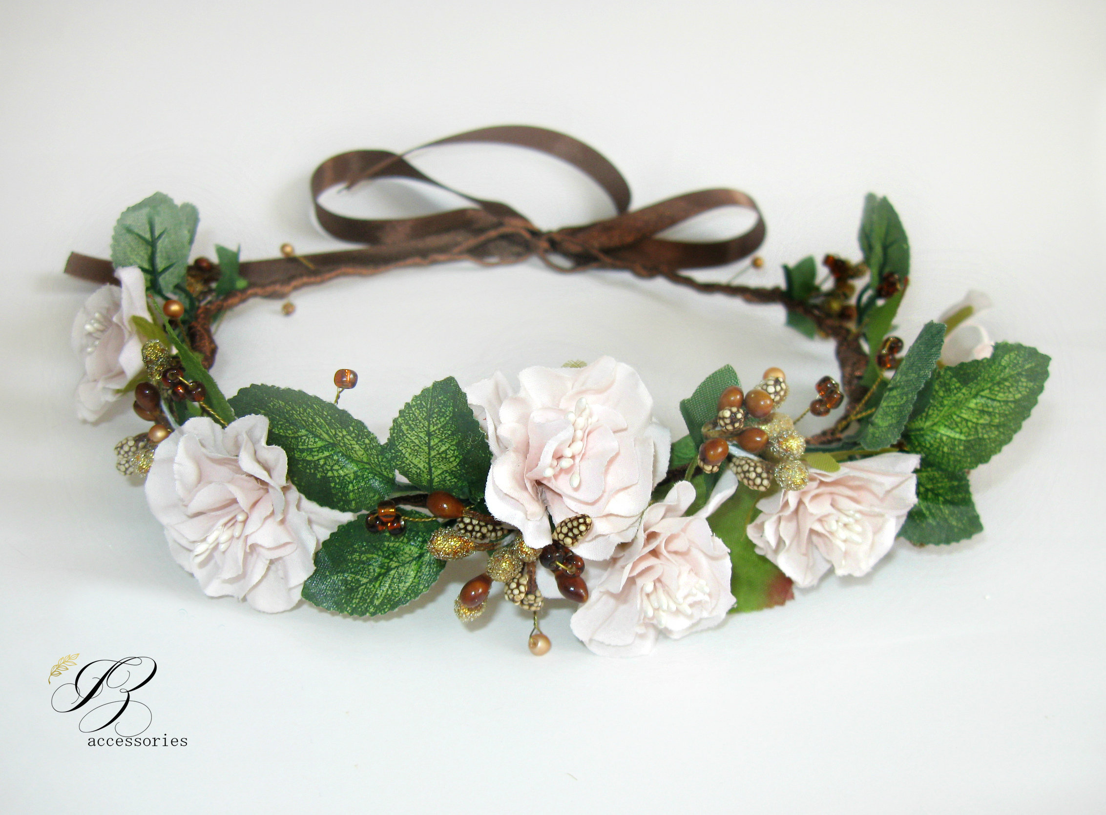 White Flower Crown Boho Woodland Wedding Ivory Bridal Shower - Etsy