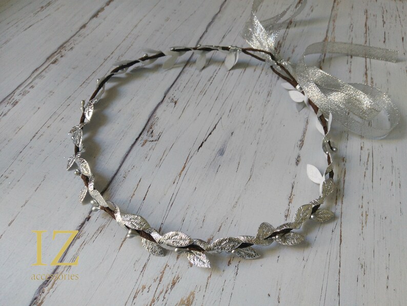 Silver Leaf Crown Simple Wedding Crown Bridal Hair Piece Boho - Etsy