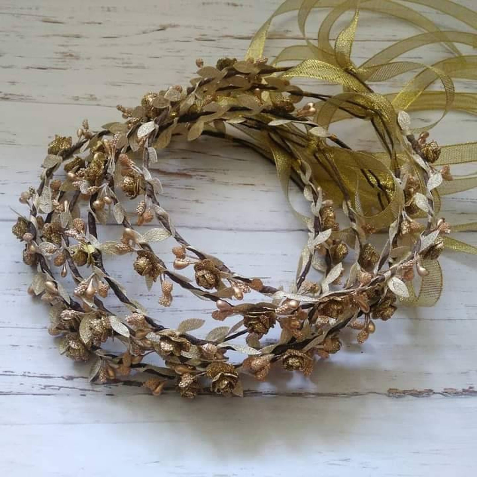 Gold Rose Crown Wedding Flower Crown Hair Wreath Bridal | Etsy