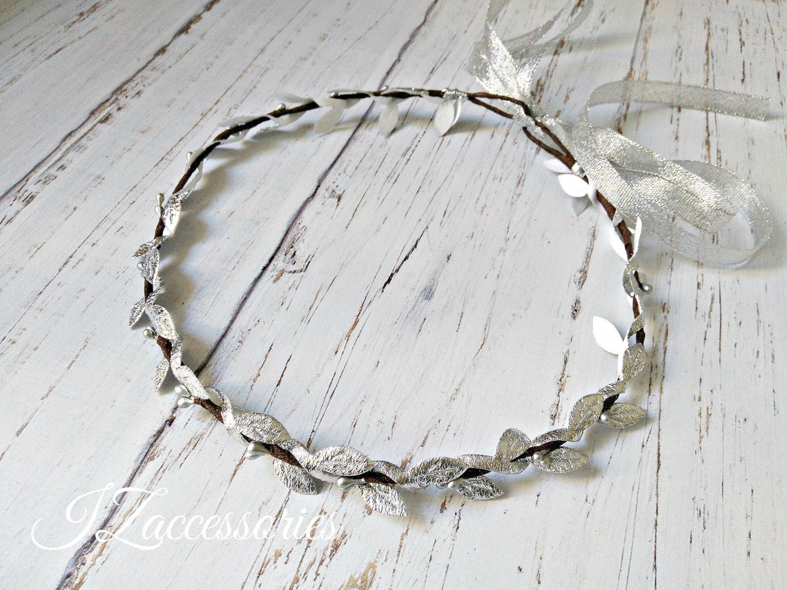 Silver Leaf Crown Simple Wedding Crown Bridal Hair Piece Boho - Etsy