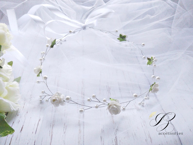 18 COLORS Delicate Flower Crown White Rose Crown Pearl Bridal - Etsy