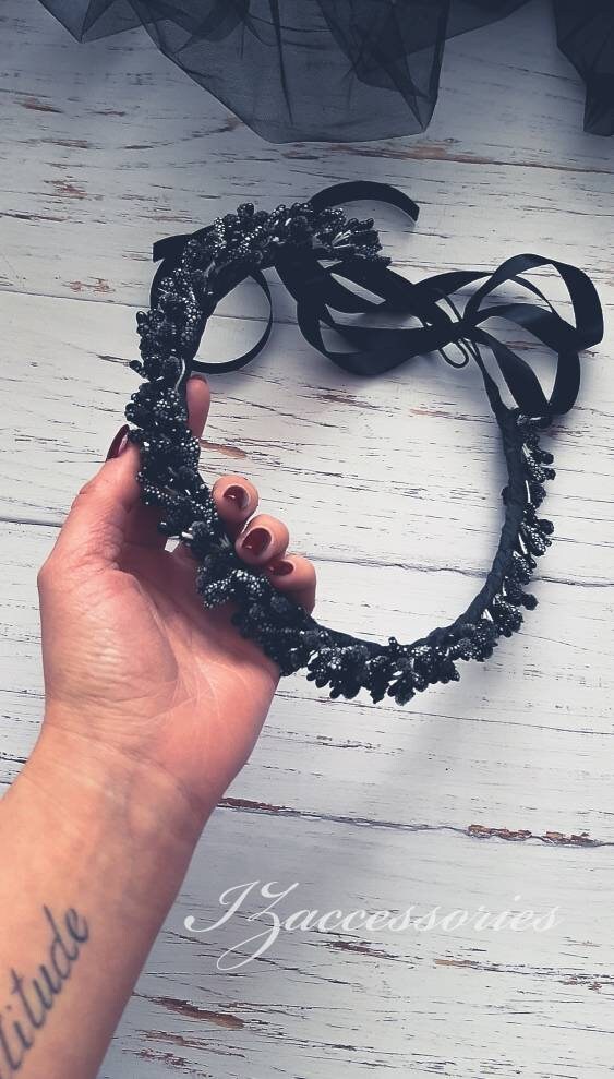 Black Berry Crown Gothic Wedding Headpiece Floral Crown Boho | Etsy